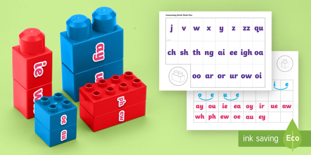 Phases 2 to 5 Phonics Matching Connecting Bricks Resource Pack