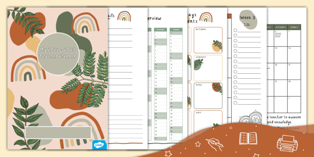 Muted Rainbow | Boho Theme Teacher Planner 2022 - 2023