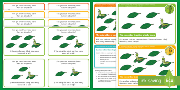 EYFS Maths Subtraction Chilli Challenges: Caterpillars' Lunch