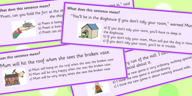 Building Idioms Multiple Choice Cards (teacher made)