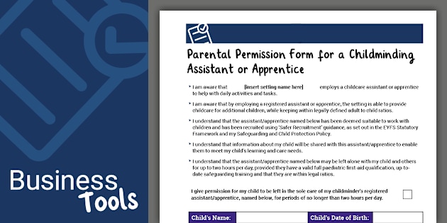 childminding permission forms