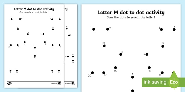 FREE! - Letter Dot to Dot M Activity Sheets - Template - Twinkl