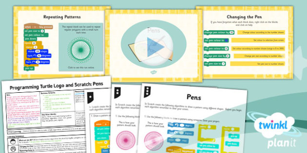 Computing: Programming Turtle Logo and Scratch: Pens Year 3 Lesson Pack 6