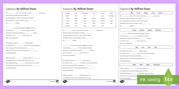 GCSE Poetry Cloze Differentiated Worksheet / Worksheets to Support ...