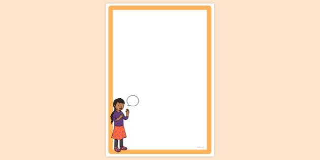 Simple Blank Child Talking Page Border | Page Borders
