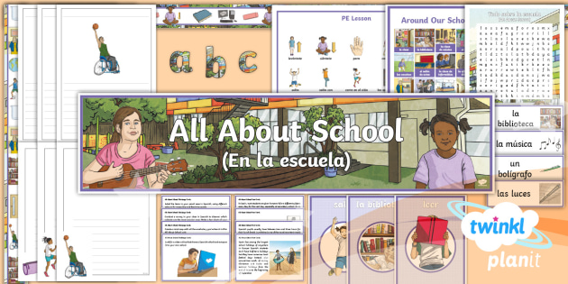 PlanIt Year 3 Spanish Classroom Display: School and Hobbies