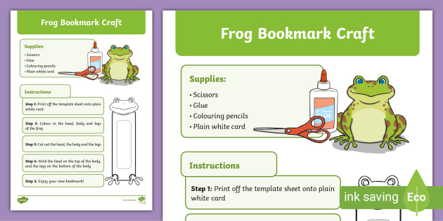 FREE! - Frog Bookmark Craft (teacher made)