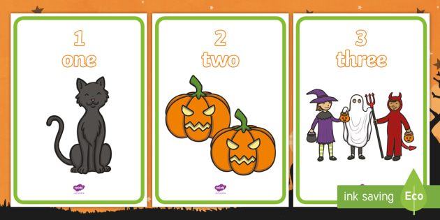 Halloween Themed 1-10 Word and Number Display Posters