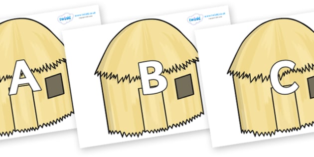 A-Z Alphabet on Straw houses