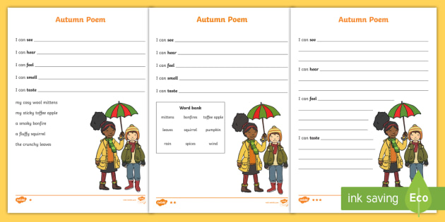 Autumn Poem Differentiated Writing Frames