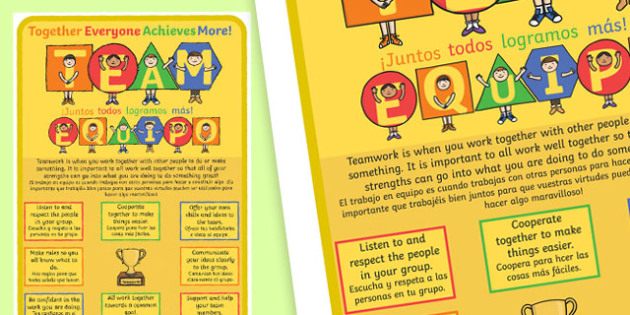TEAM Large Motivational Poster KS2 Spanish - translation