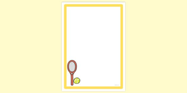 FREE! - Simple Blank Tennis Racquet and Ball Page Border | Twinkl