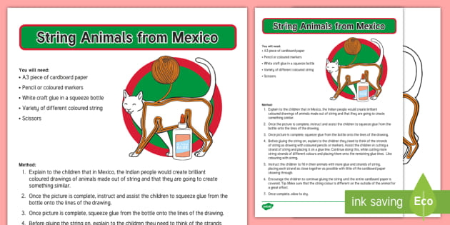 String Animals from Mexico Activity (teacher made)