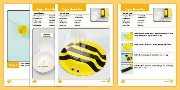 Paper Bowl Bee Craft Activity Instructions (teacher made)