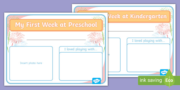 My First Week at Preschool Certificate (teacher made)