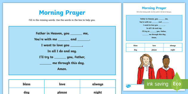 Morning Prayer Worksheet