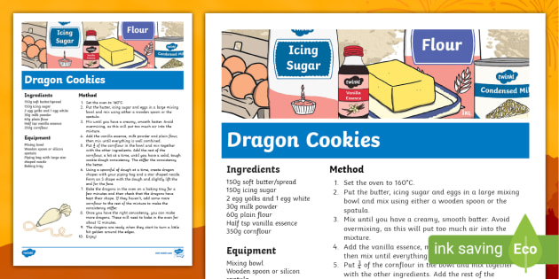 Dragon Cookies Recipe for Chinese New Year (teacher made)