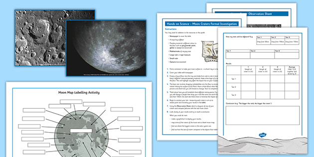 Lunar Investigation | Moon Crater Experiment and Worksheets