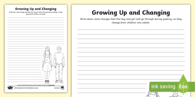 UKS2 Growing Up and Changing During Puberty Activity Sheet