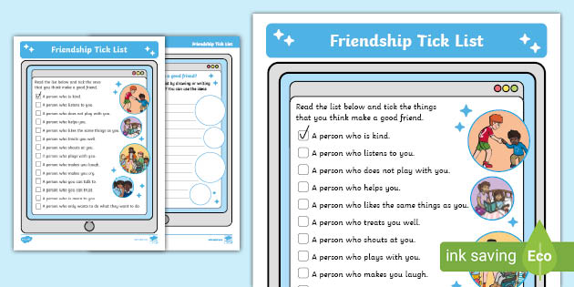 Friendship Tick List (Teacher-Made)