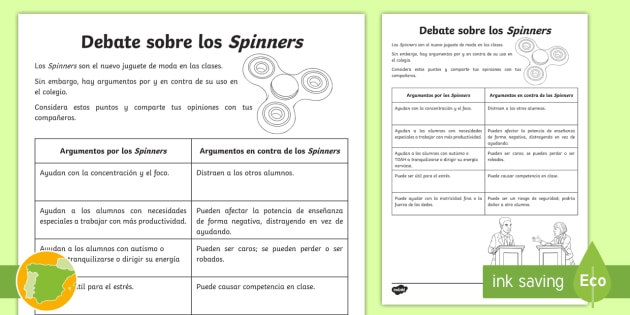 Ficha de actividad: Debate sobre los 'Spinners'