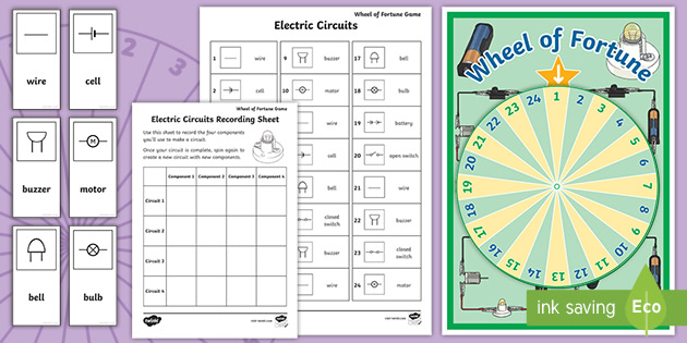 Electric Circuits Wheel of Fortune Spinning Wheel Activity Pack