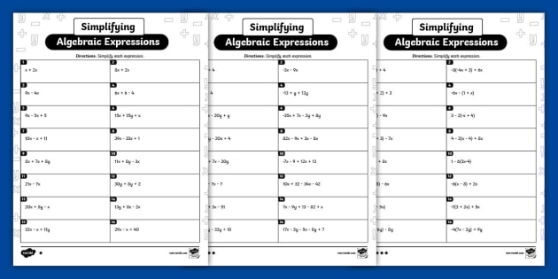 Algebraic Equations Year 7 Worksheets