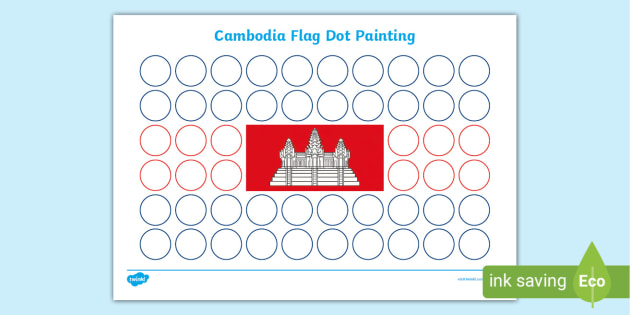 Cambodia Flag Dot Painting Worksheet