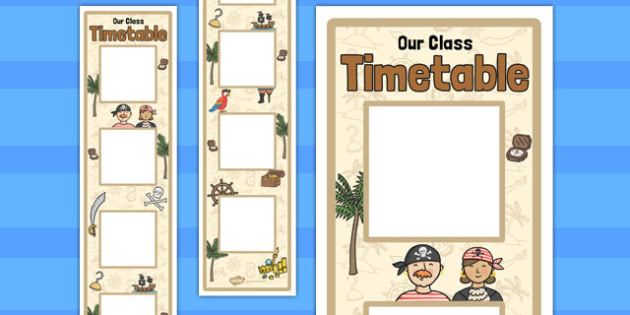 Pirate Themed Vertical Visual Timetable Display