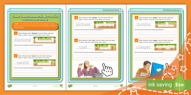 Video Game Handwriting: Block Adventure Writing