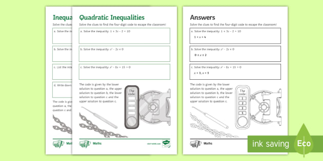 Escape the Room: Inequalties Differentiated Challenge Cards