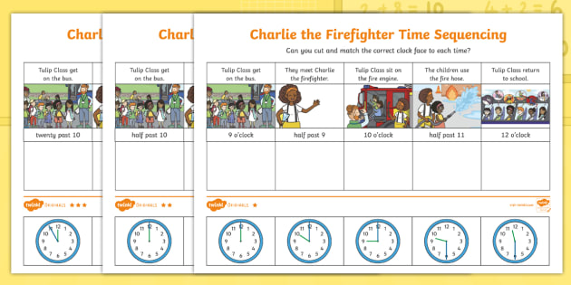Charlie the Firefighter Time Challenges Differentiated Worksheets