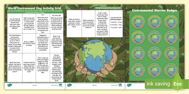 World Environment Day Activity Grid (teacher made)