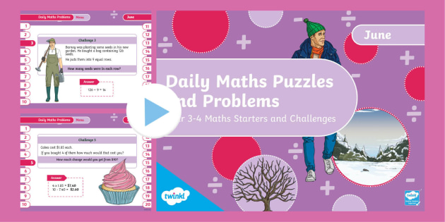 June Year 3/4 Maths Puzzle and Problem Starters