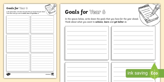 My Goals For Year 6 Transition Activity Sheet (teacher made)