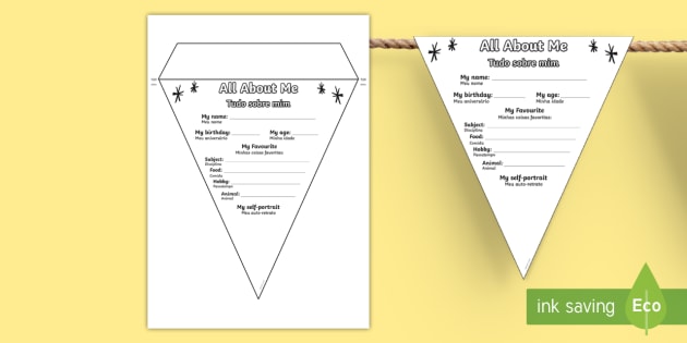 All About Me Bunting English/Portuguese - All About Me Bunting