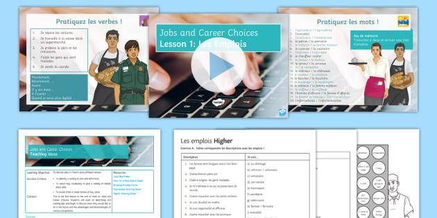 Jobs and Career Choices Lesson 1 French (teacher made)