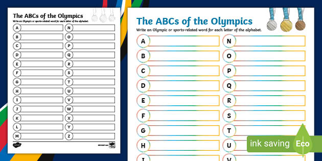 The ABCs of the Olympics Writing Activity (teacher made)