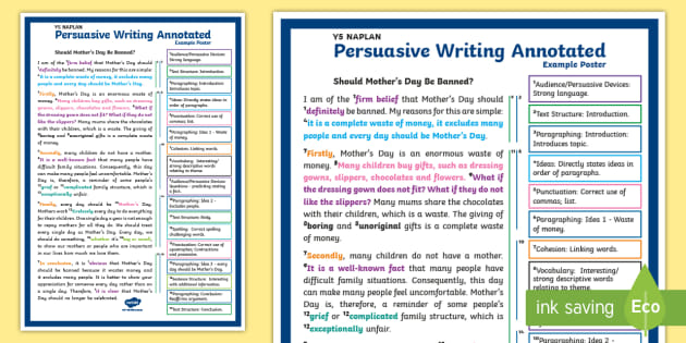 Y5 NAPLAN Persuasive Writing Annotated Example Poster