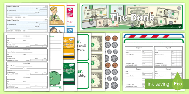* NEW * Banking and Money Dramatic Play Resource Pack