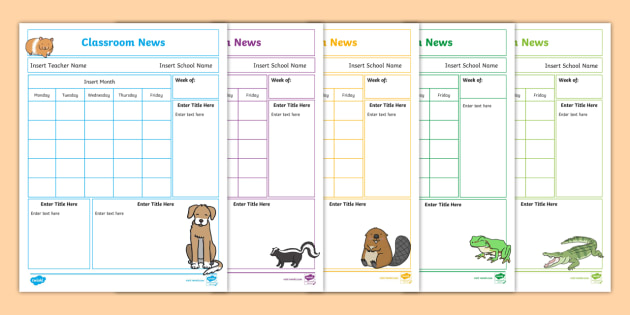 Editable Animals Classroom Newsletter Template