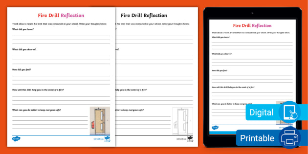 Fire Drill Reflection Activity (teacher made)