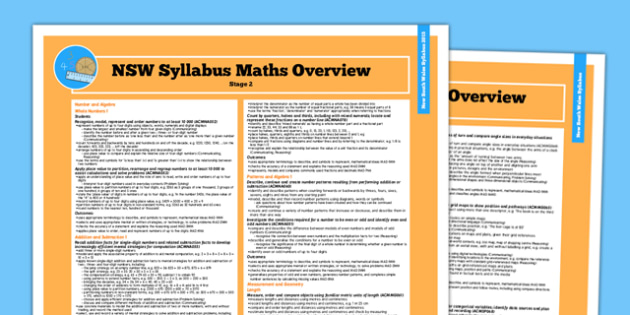 FREE NSW Stage 2 Maths Syllabus Overview teacher Made 