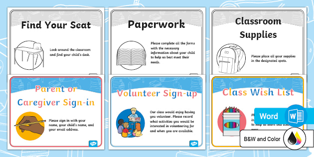 Editable Open House Station Signs (teacher made)