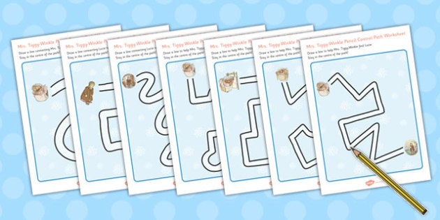 The Tale of Mrs Tiggy Winkle Pencil Control Path Worksheets