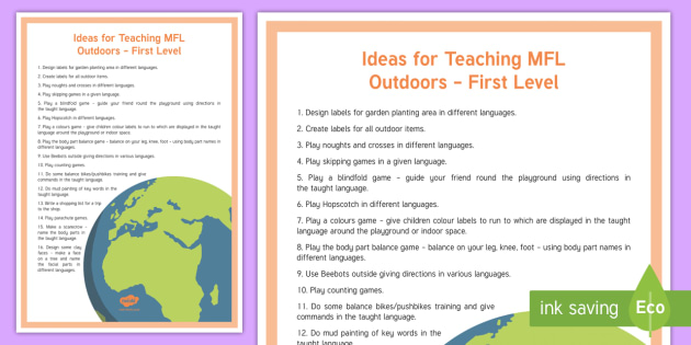 MFL Outdoor Learning Ideas First Level Poster