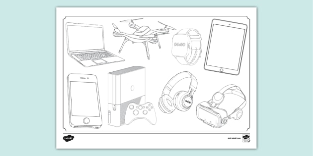 KS2 Digital Devices Colouring Page (teacher made)