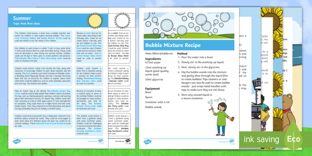 Summer Topic Hook Wow Ideas and Resource Pack | Words