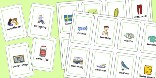 Two Syllable 'SW' Playing Cards (teacher made)