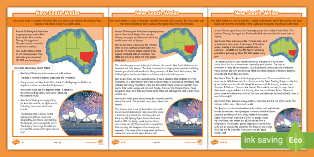 NSW Differentiated Comprehension Sheets - Year 3 HASS